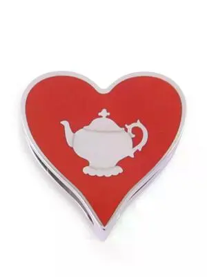 Hermès Enamel Heart Teapot Motif Charm - Silver