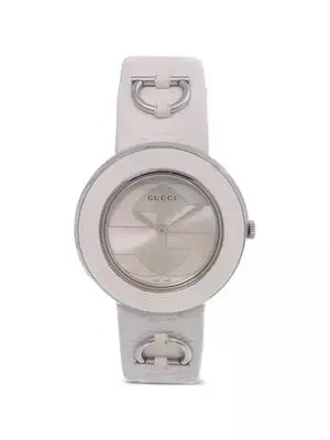 Gucci U-play 35mm Watch With Leather Strap - Silver