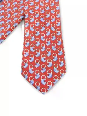 FERRAGAMO Gancini Animal-print Silk Tie