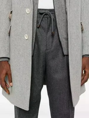 Brunello Cucinelli Virgin Wool Flannel Pleated Trousers - Grey