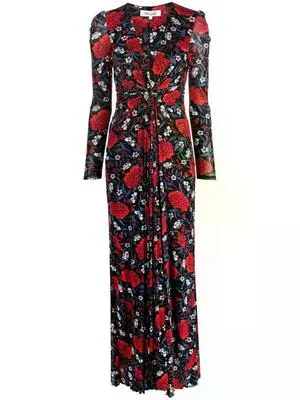 Diane Von Furstenberg Adara Maxi Dress With Floral Print And V-neck