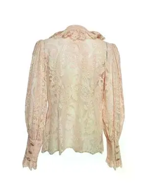 Zimmermann Sheer Lace Puff Sleeve Blouse