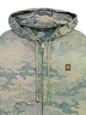 Amiri Camouflage Jacquard Denim Zip Hoodie - Blue