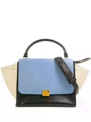 Celine Color-blocked Leather Trapeze Shoulder Bag - Black
