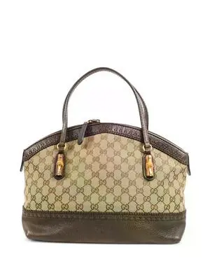 Gucci Gg Bamboo Detail Canvas Tote Bag