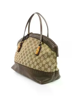 Gucci Gg Bamboo Detail Canvas Tote Bag