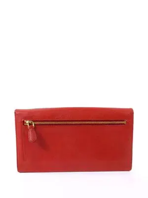 Prada Logo-detail Calfskin Long Wallet - Red