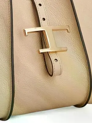 TOD'S Timeless Shopping Bag In Leather Mini - Neutrals