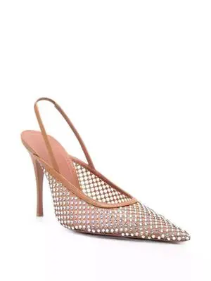 Amina Muaddi Felicia Crystal-embellished Pumps - Neutrals