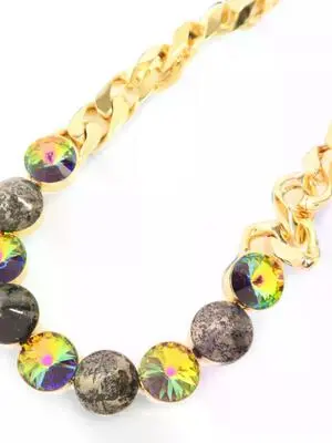 Fendi Crystal Curb Chain Necklace - Gold