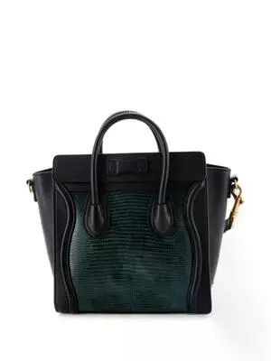 Celine Luggage Bag Lizard And Leather Nano Tote Bag - Black