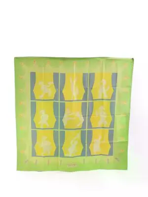 BVLGARI Illustrative-print Silk Scarf - Green