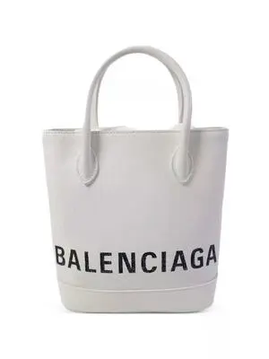 Balenciaga Logo-print Leather Shoulder Bag - White