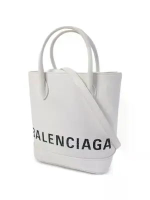 Balenciaga Logo-print Leather Shoulder Bag - White