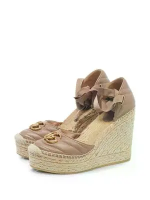 Gucci Gg Marmont Quilted Espadrille Wedge With Ankle Tie