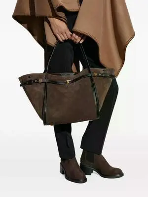 TOD'S T Timeless Calf Suede Tote Bag - Brown