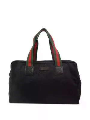 Gucci Gg Canvas Web-stripe Boston Bag - Black