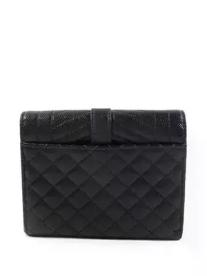 Saint Laurent Cassandre Matelassé Tri-fold Leather Wallet - Black