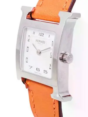 Hermès H Watch 21mm Stainless Steel And Leather - White