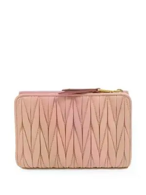 Miu Miu Matelassé Leather Wallet Pink