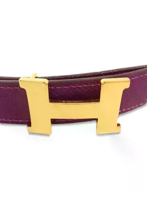 Hermès H-buckle Leather Belt - Purple