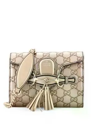 Gucci Emily Chain Flap Bag Guccissima Leather Mini Shoulder Bag - Gold
