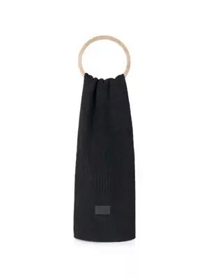 Michael Kors Logo-patch Ribbed-knit Scarf - Black