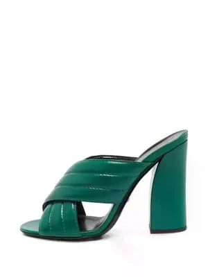 Gucci Quilted Criss-cross Block Heel Sandals - Green