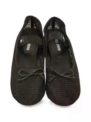 Miu Miu Mesh Ballet Flats With Bow Detail