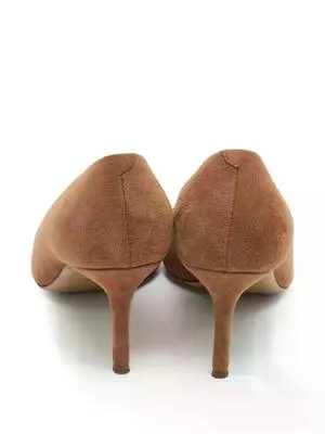 GIANVITO ROSSI Suede Pointed-toe Pumps - Neutrals