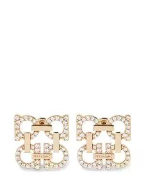 FERRAGAMO Gancini Crystal-embellished Earrings - Gold