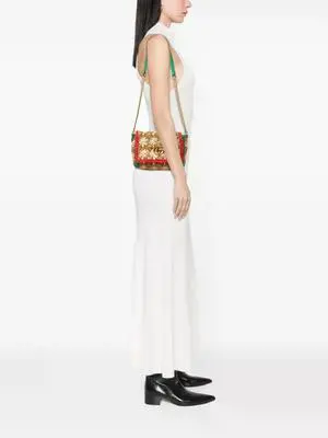Gucci Small Gg Marmont Raffia Crossbody Bag