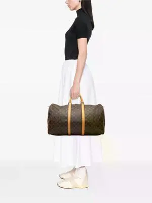 LOUIS VUITTON Monogram Keepall 55 Travel Bag - Brown