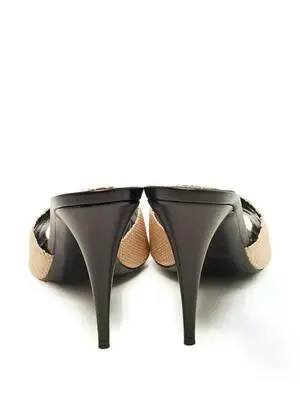 Saint Laurent La 16" Raffia Stiletto Slide Sandals