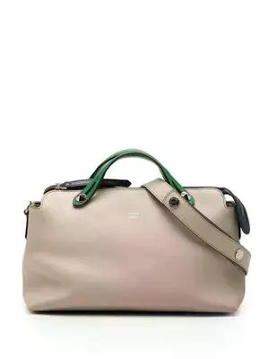 Fendi Leather Satchel With Top Handles And Shoulder Strap - Green