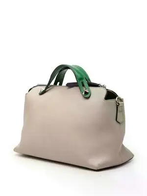 Fendi Leather Satchel With Top Handles And Shoulder Strap - Green