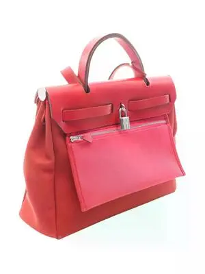 Hermès Toile Herbag Zip 31 Satchel - Red
