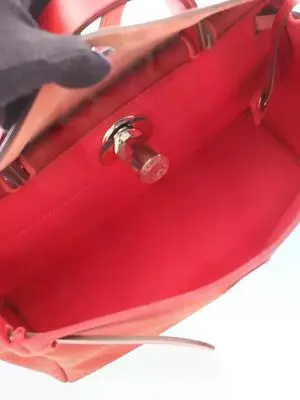 Hermès Toile Herbag Zip 31 Satchel - Red