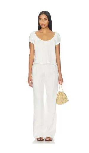 Tularosa Wilma Linen Puff Sleeve Top