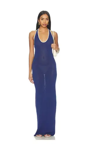 SEROYA Anora Knit Maxi Dress - Blue