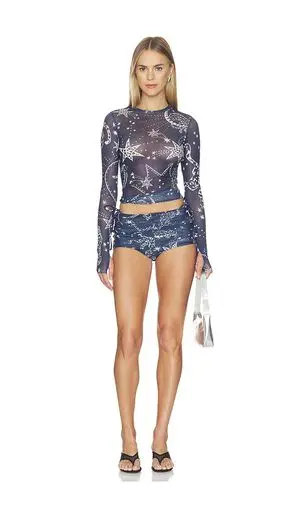 AFRM Long Sleeve Mesh Top - Navy