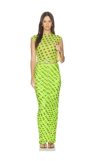 AFRM Nina Mesh Polka Dot Top - Green