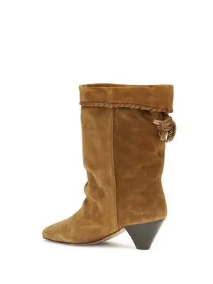 Isabel Marant Étoile Suede Draped Boots With Braided Detailing - Brown