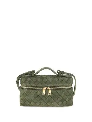 Bottega Veneta Suede Intrecciato Vanity Case Shoulder Bag - Green