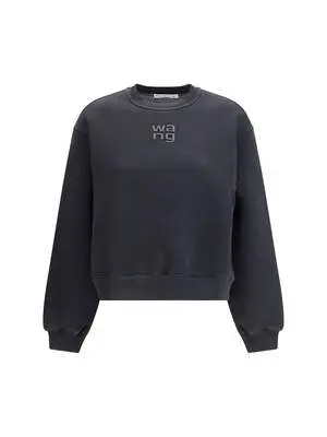 Alexander Wang Crystal Hotfix Logo Sweatshirt - Black