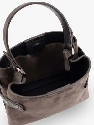Brunello Cucinelli Suede Crossbody Bag With Monili Detail - Multicolor