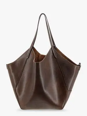 Brunello Cucinelli Leather Shopping Bag With Side Monili Detail - Multicolor