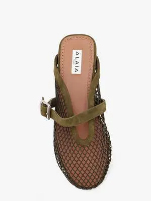Alaïa Fishnet Mesh And Leather Sandals - Multicolor