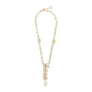 Dolce & Gabbana Dg Logo Pearl Necklace - Silver