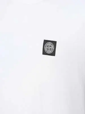 Stone Island Cotton T-shirt With Front Logo Patch - White